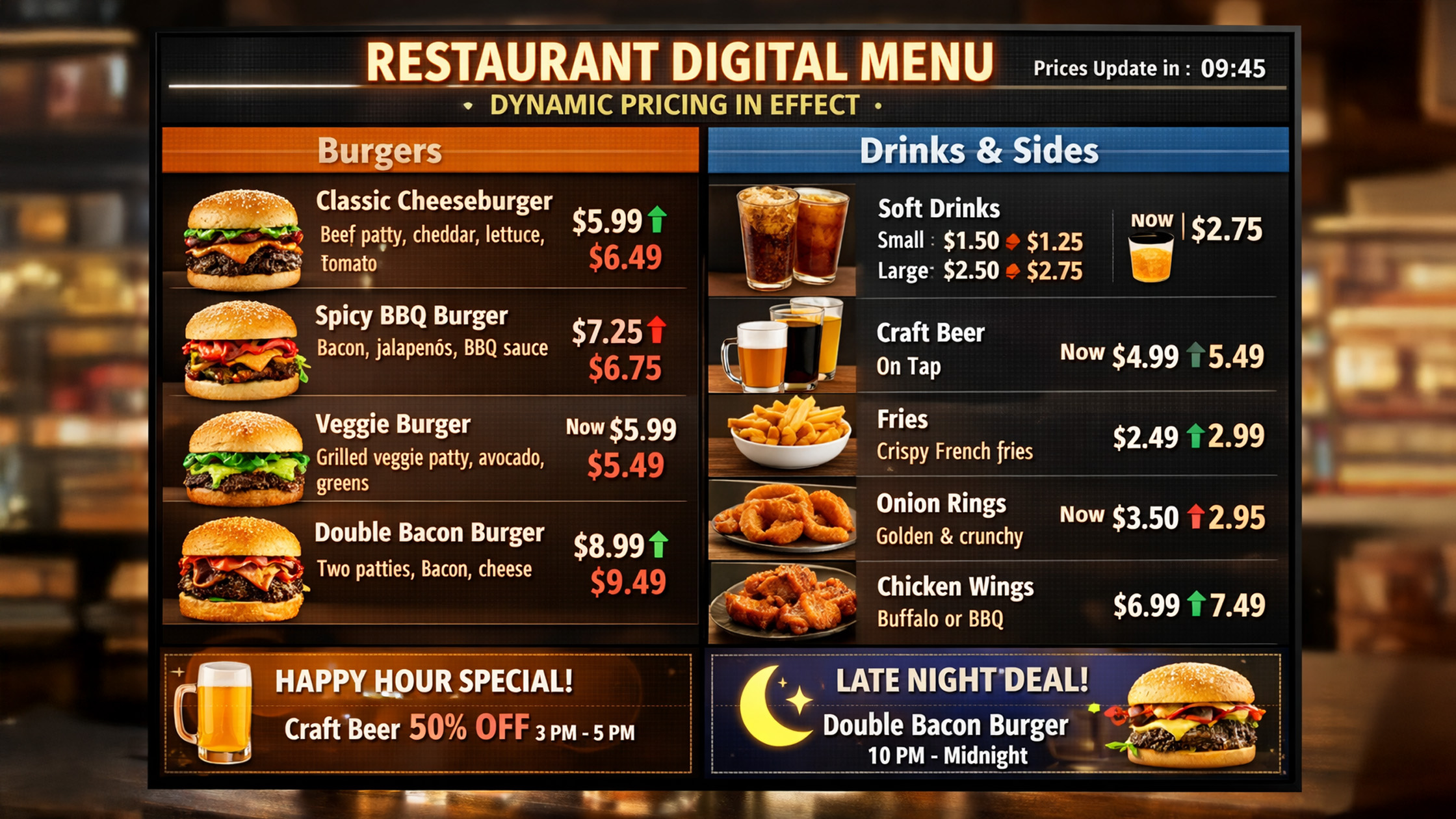 Restaurant Digital Menu Boards With Dynamic Pricing | GoLive