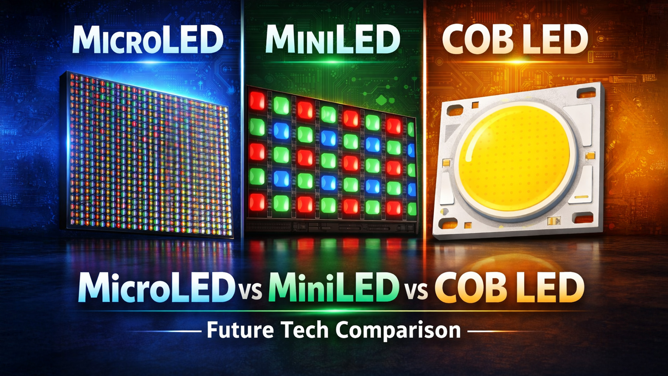 MicroLED vs MiniLED vs COB LED | Smart Board Tech Guide India
