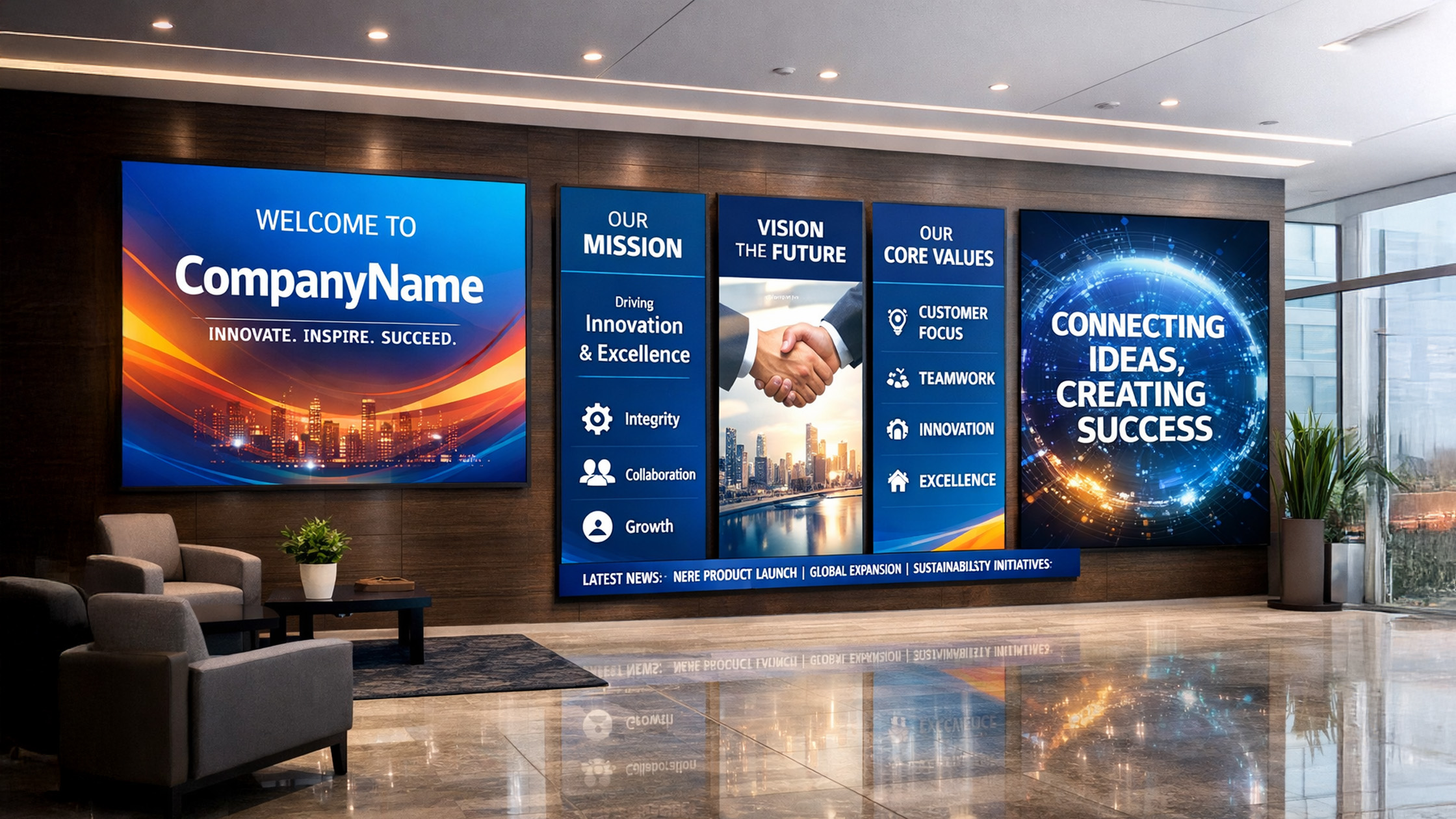 Corporate Lobby Displays for Branding | GoLive eTechnologies